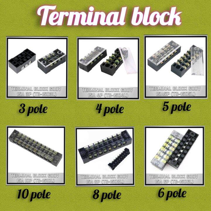 TERMINAL BLOCK 15A 600V BARRIER 3 Poles - 12 Poles | Lazada PH