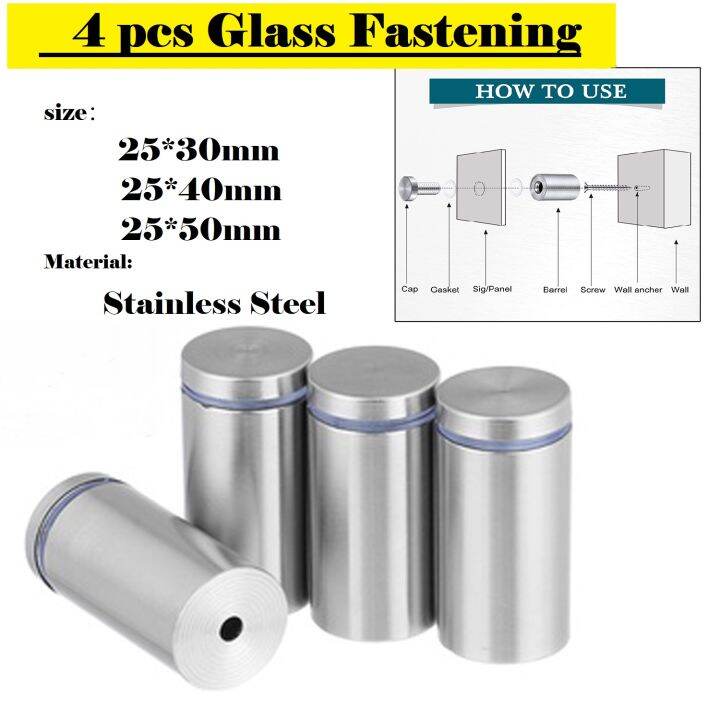 Stainless Steel 25mm Glass Standoff Screw Mounting Advertising Bolt ...