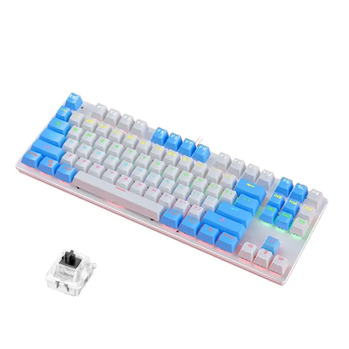 USB Wired 87 Keys Mechanical Gaming Keyboard Blue/Black Switch Anti ...