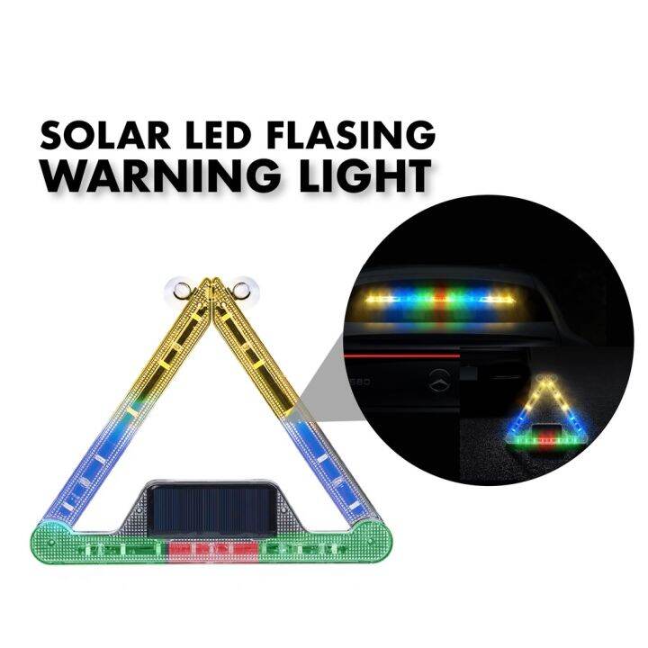 Solar Charging Triangle Emergency Strobe Light Strip Universal USB ...