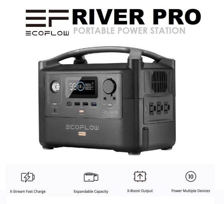 EcoFlow RIVER PRO Portable Power Station AC Outlets & LED Flashlight ...