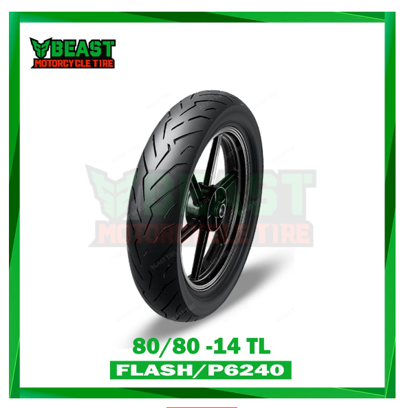 HIGH QUALITY Motorcycle Beast Tire Flash P6240 80/80-14 TL Tubeless ...