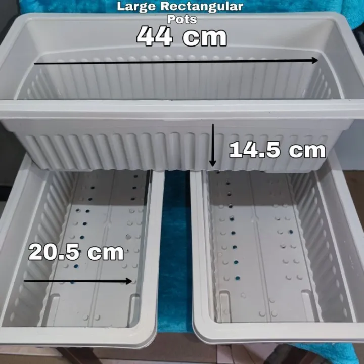 COfQOM9w 3 pcs. Set Large Rectangular Pots White | Lazada PH