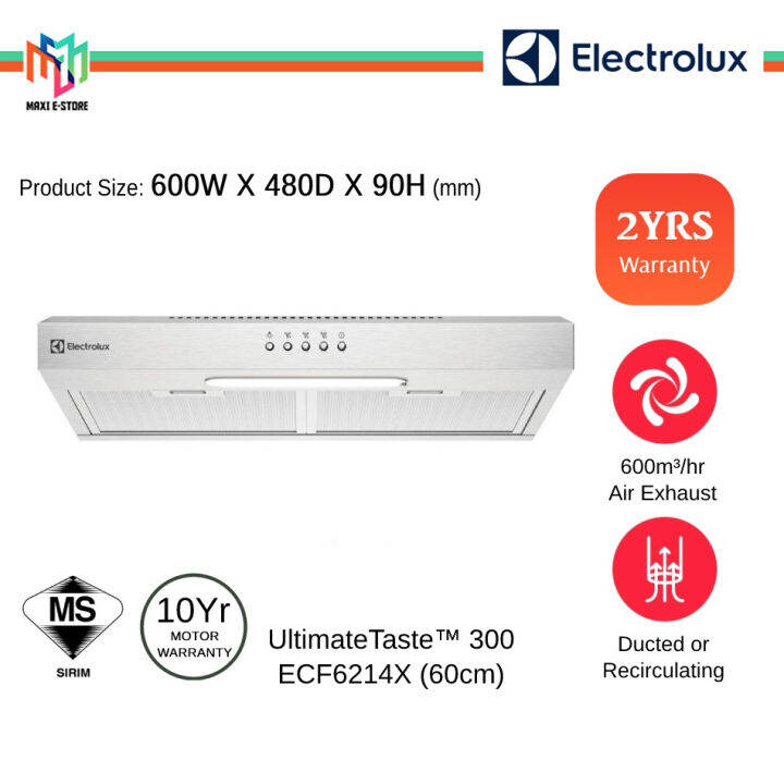 Electrolux 60cm UltimateTaste 300 Stainless Steel Slimline Hood ...