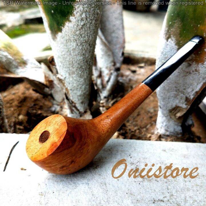 Pipa Cangklong Rokok bahan kayu sawo dan tanduk kerbau asli/pipa rokok ...