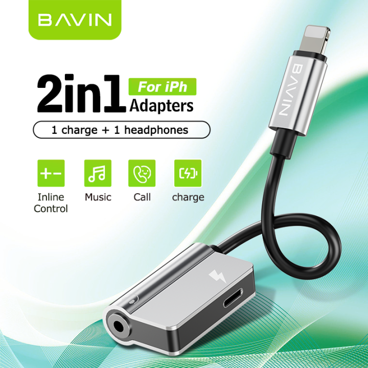 BAVIN AUX34 2 in 1 AUX Adapter Audio Cable For iPh to 3.5mm to iPh High ...
