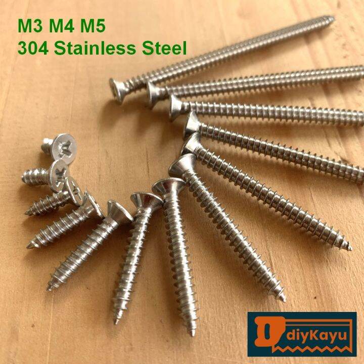 M3 M4 M5 #4 #10 Flat Head 304 Stainless Steel Self Tapping Wood Screw ...