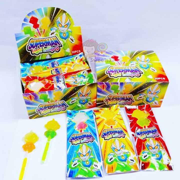 30pcs Superman Light Stick Hard Lollipop With Fluorescent Glow Stick (± ...