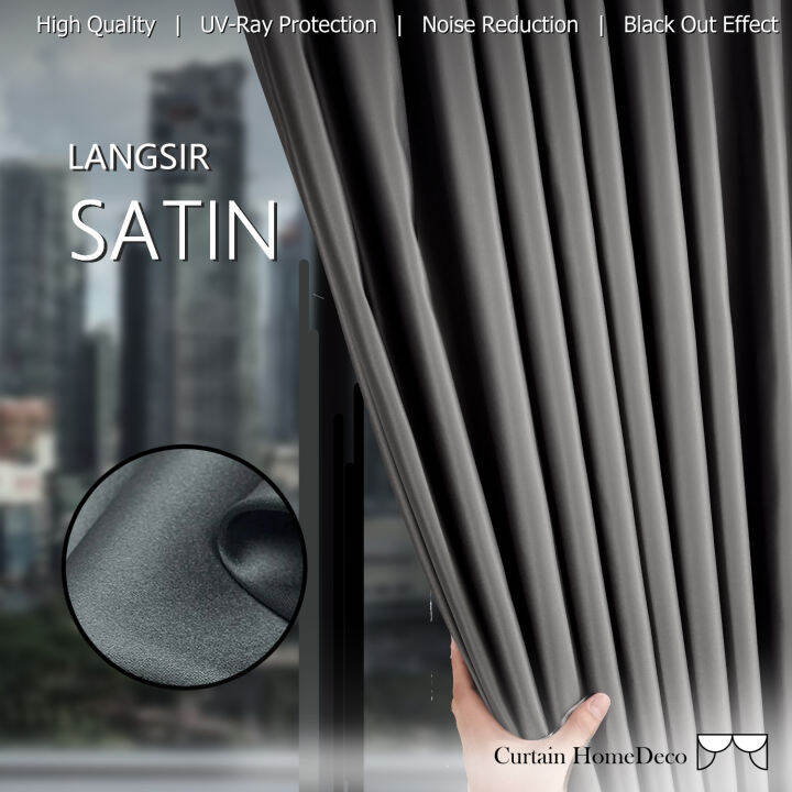 Langsir 80% Blackout Warna Dark Gray Langsir Pendek untuk tingkap jenis ...