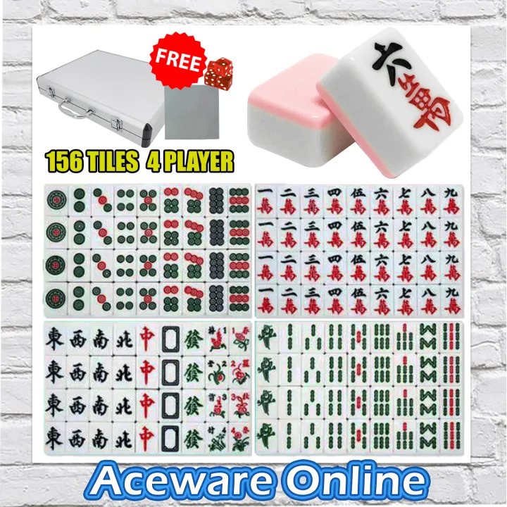 4 Players Mahjong Set Lami Rummy Mahjong Mat Full Set Pink Colour ...