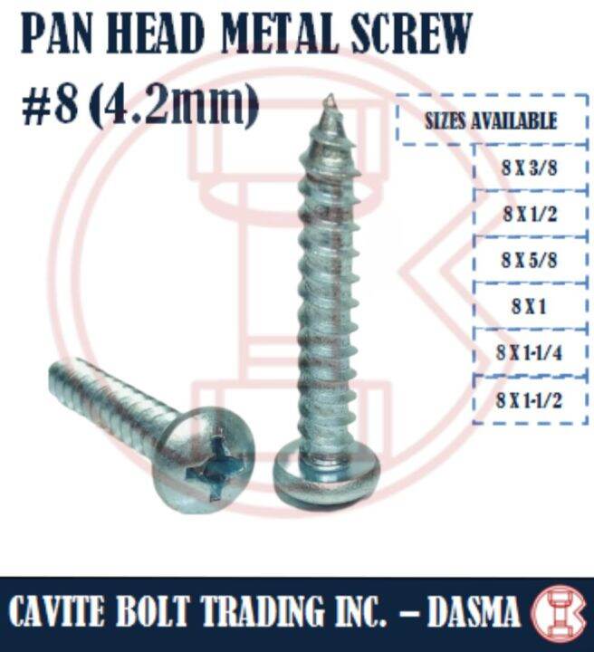 PAN HEAD METAL SCREW #8 (4.2mm) 15 TPI (1 GROSS/144 PCS | Lazada PH