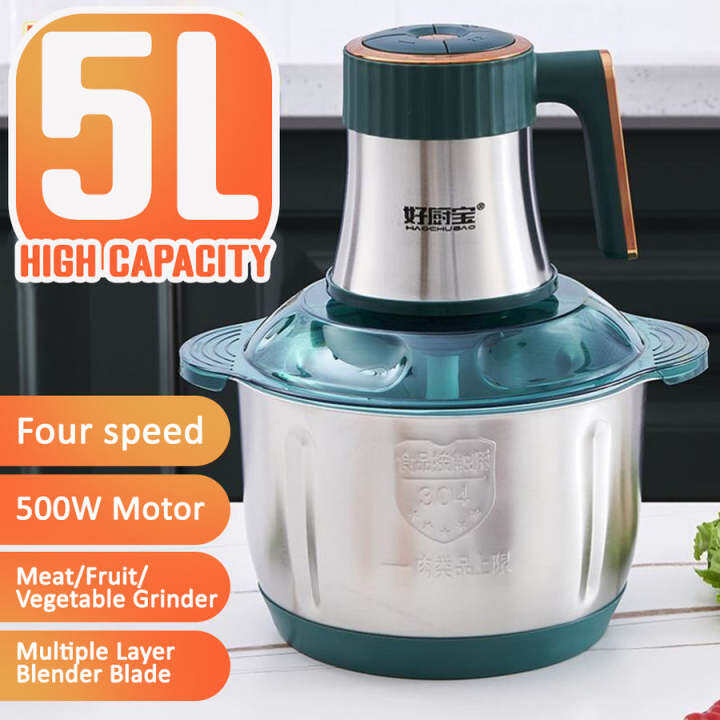 🇲🇾🐼[5Litre] Mesin Pengisar 4 Speed 500W Kitchen Meat Blender Grinder ...