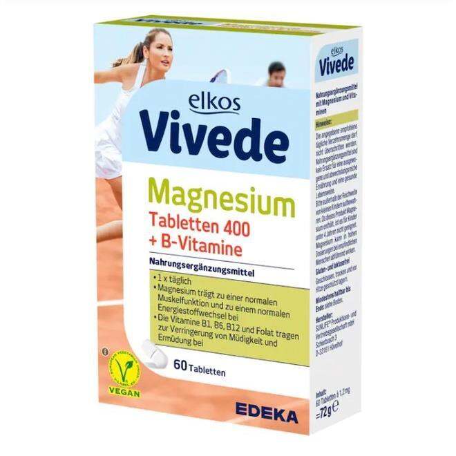 NEW 2023 Elkos Vivede Magnesium Tabletten 400 B-Vitamine 60 Tabletten ...