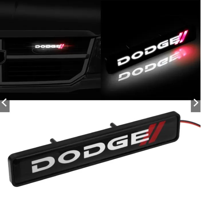 1Pc DODGE Car Front Grille Luminous Emblem Badge LED Decoration Lights ...