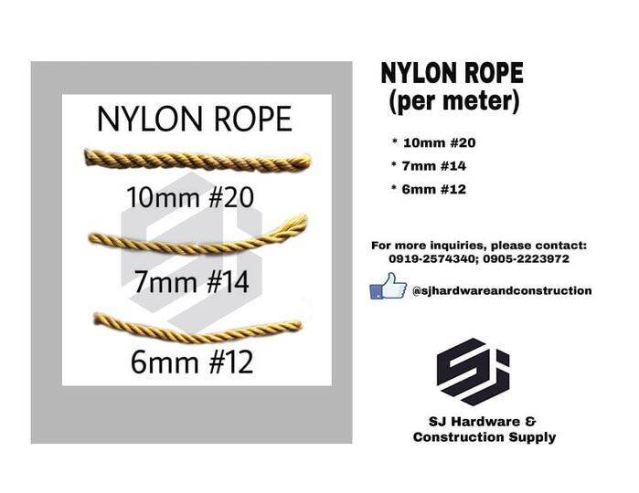NYLON ROPE (per meter) 10mm #20 / 7mm #14 / 6mm #12 | Lazada PH