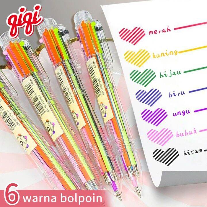 Pulpen 6 Warna/Transparan Pena Ballpont Pen/bolpoin/Pulpen gambar ...