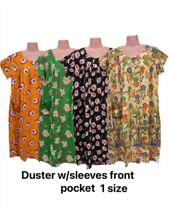 DUSTER PRINTED CHALLIS DRESS FRONT POCKET (SARILING TAHI) (PANG LOLA ...