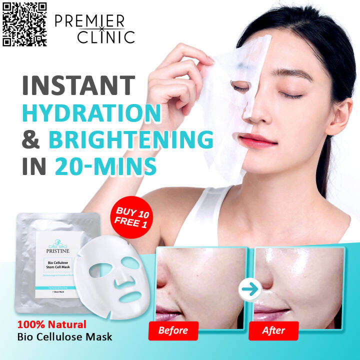 PRISTINE Bio Cellulose Stem Cell Mask (11pcs) | Healing, Hydrating & Brightening Mask | Lazada