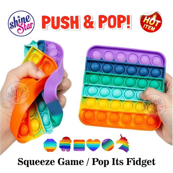 UKURAN BESAR 12 CM Pop It Push fidget Toy Rainbow Ukuran Jumbo Mainan ...