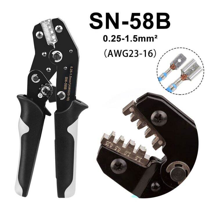 SN-58B Ratchet Crimping Plier Crimper Tool 0.25-2.5Mm² AWG24-13 For Dupont,TE,JST,Molex Terminal ...