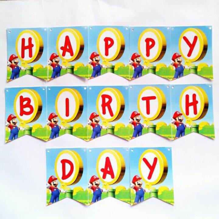 banner flag bunting flag garland flag ulang tahun happy birthday ...