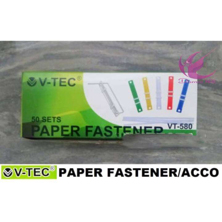 paper fastener file / acco / aco / ako plastik v-tec putih / berwarna ...