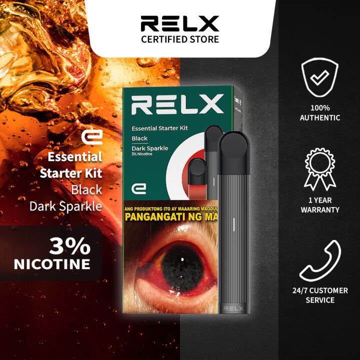 RELX ESSENTIAL STARTER KIT BLACK WITH DARK SPARKLE INFINITY POD 3% ...