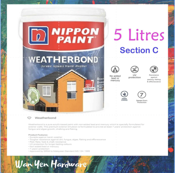 Nippon Weather Bond Colour Paint For Exterior (Section C) -5 Litres ...