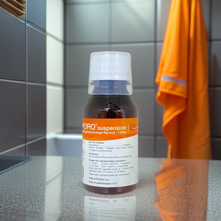 PORO [PARACETAMOL] 250MG/5ML SUSPENSION 100ML (ORANGE) | Lazada
