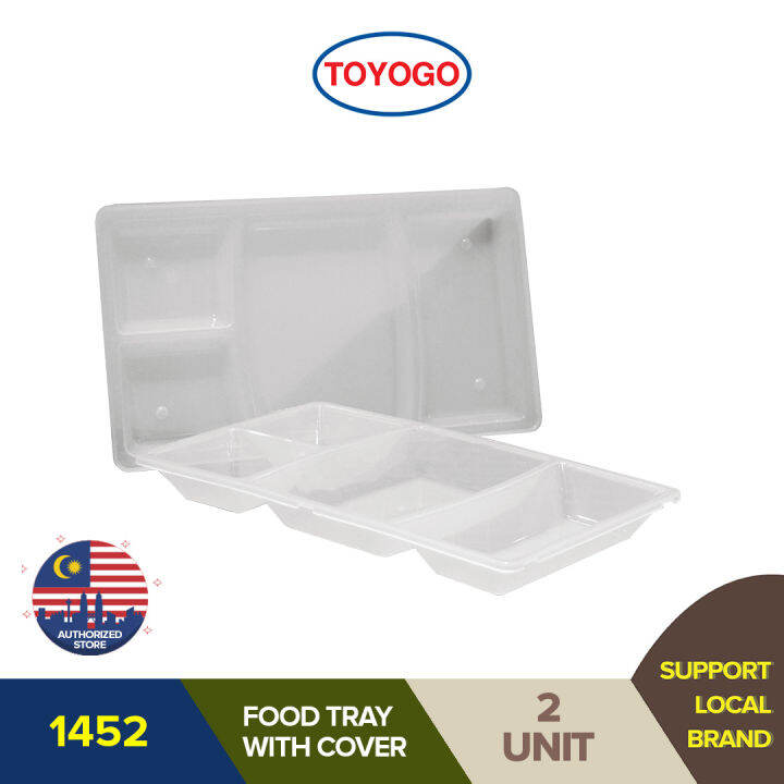 TOYOGO Food Tray with Cover 4 Compartment Canteen Food Storage container (1452) penyimpan bekas ...