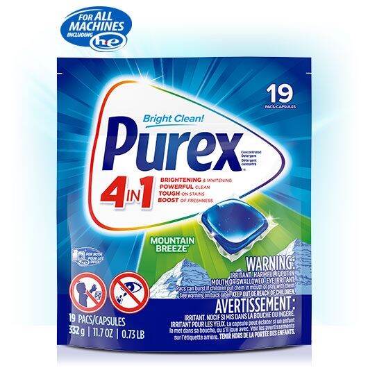 Purex 4-in-1 laundry detergent Mountain Breeze 21pods (Single Dose ...
