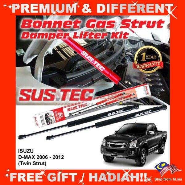 ISUZU DMAX D-MAX 2006 - 2012 (Twin Strut) SUSTEC Bonnet Hood Gas Strut ...