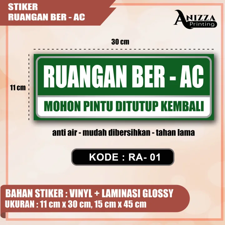 STIKER RUANGAN BER AC + LAMINASI GLOSSY | Lazada Indonesia