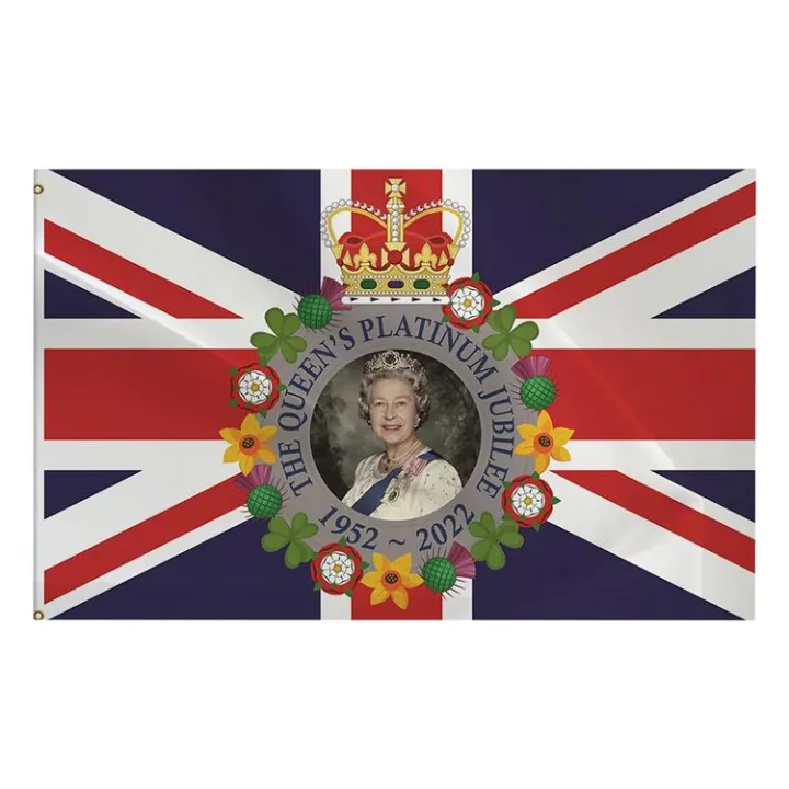 2022 Union Jack Queens Platinums Jubilee Flag Featuring Her Majesty The ...