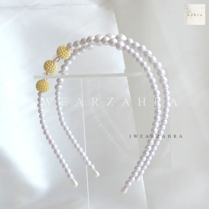 BANDO PEARL - bando mutiara bando kaku manik-manik putih bulat | Lazada ...