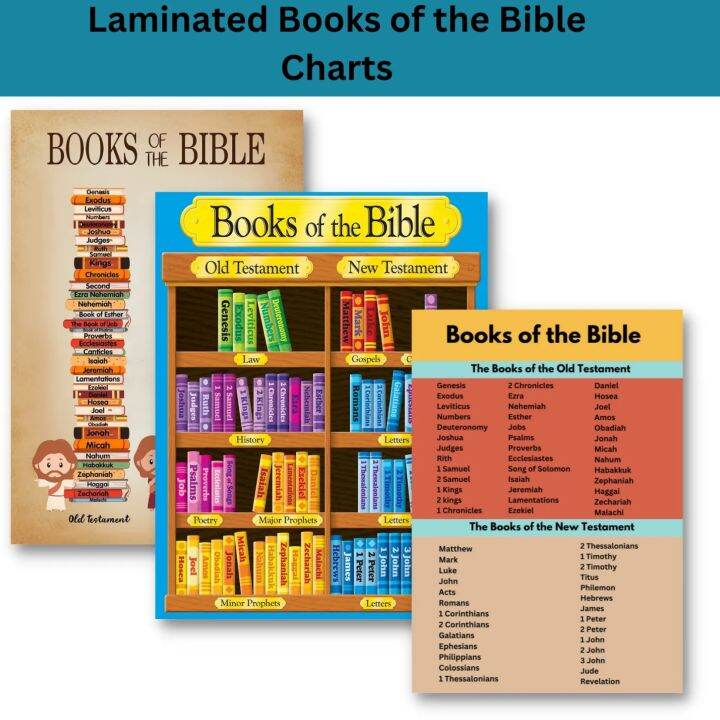Laminated Books of the Bible Charts for Kids, Learners and Educators ...