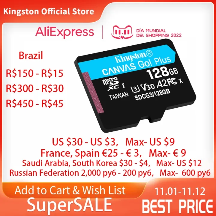 ⊕ Kingston new microSD Card 128GB Memory 16gb 32gb 64gb Class10 TF ...