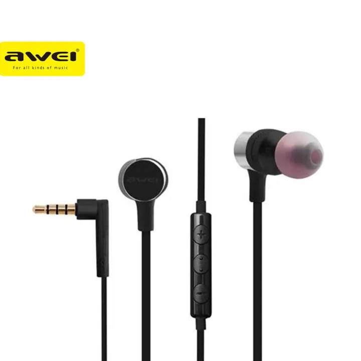 Awei ES-20TY In-Ear Headphones Portable Hi-Fi Earphones Headset Heavy Bass Earbuds Mic Noise ...