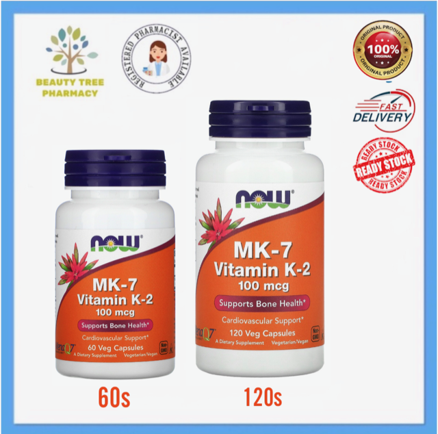 NOW Foods MK-7 Vitamin K-2 100mcg Veg Capsules | Lazada