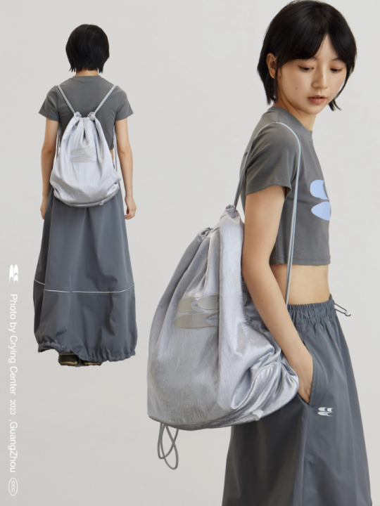 พร้อมส่ง Crying Center Silver Drawstring and Shoulder Bag | Lazada.co.th