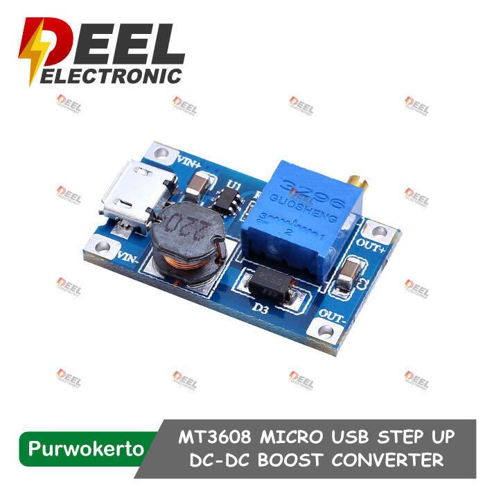 MT3608 MICRO USB STEP UP DC-DC BOOST CONVERTER 2-24V TO 5-28V 2A | Lazada Indonesia