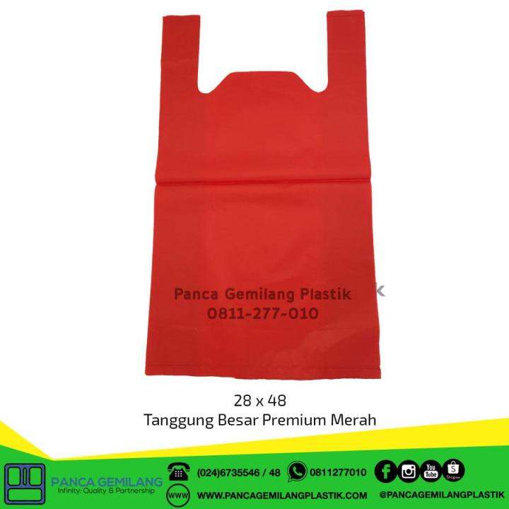Kantong Plastik Warna Merah Besar PREMIUM Ukuran 28 x 48 cm 1pack 50lbr ...