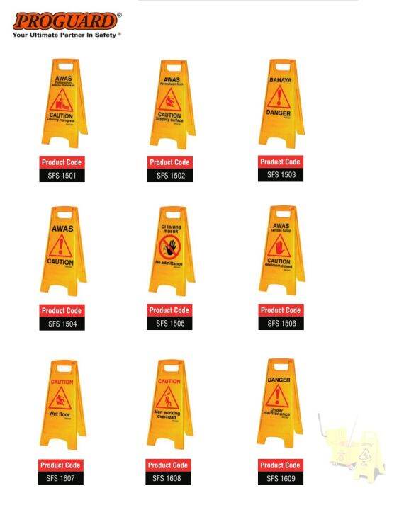 Proguard Folded Yellow Hazard Warning Safety Floor Sign Papan Bahaya ...