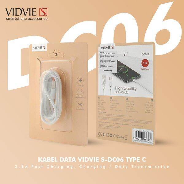 Kabel Data Vidvie-s Ori Type C Charger USB 1 Meter / 1M KABEL DATA VIDVIE DC06 STANDART EROPA ...
