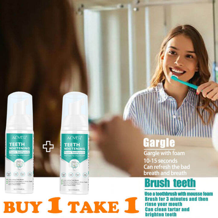 MY [Buy 1 Take 1] ALIVER Teeth Whitening Mousse Toothpaste Remove ...