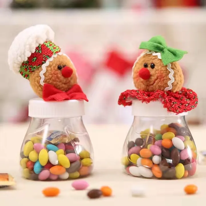 Santa Claus Gingerbread Man Transparent box candy jar Christmas ...