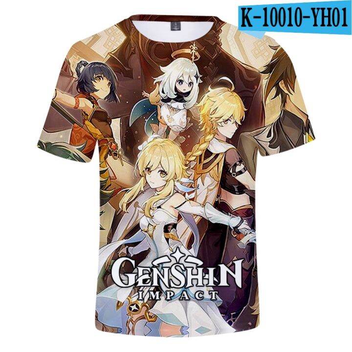 Genshin Impact 3D T Shirt for Adult/kids Mona Ganyu Razor Amber Kaeya ...