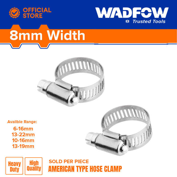 Wadfow 8MM American Type Hose Clamp 6-16mm to 13-19mm Screw Band Worm ...