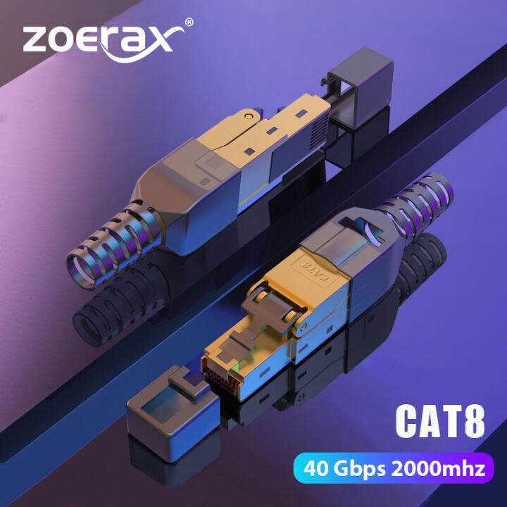 ZoeRax 1PCS RJ45 connectors Cat6A CAT7 CAT8 Tool-Free Shielded RJ45 ...