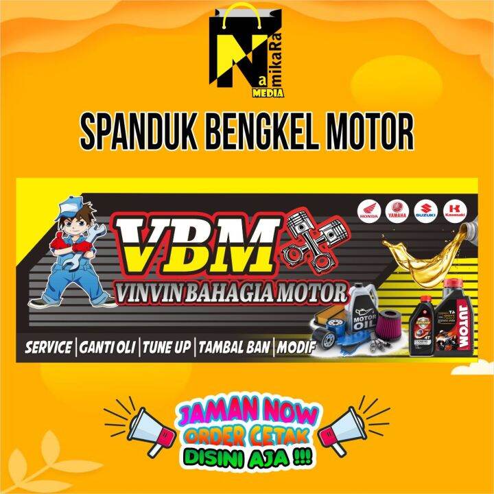 SPANDUK BANNER BACKDROP BENGKEL MOTOR 200x70CM / Banner Bengkel Motor ...
